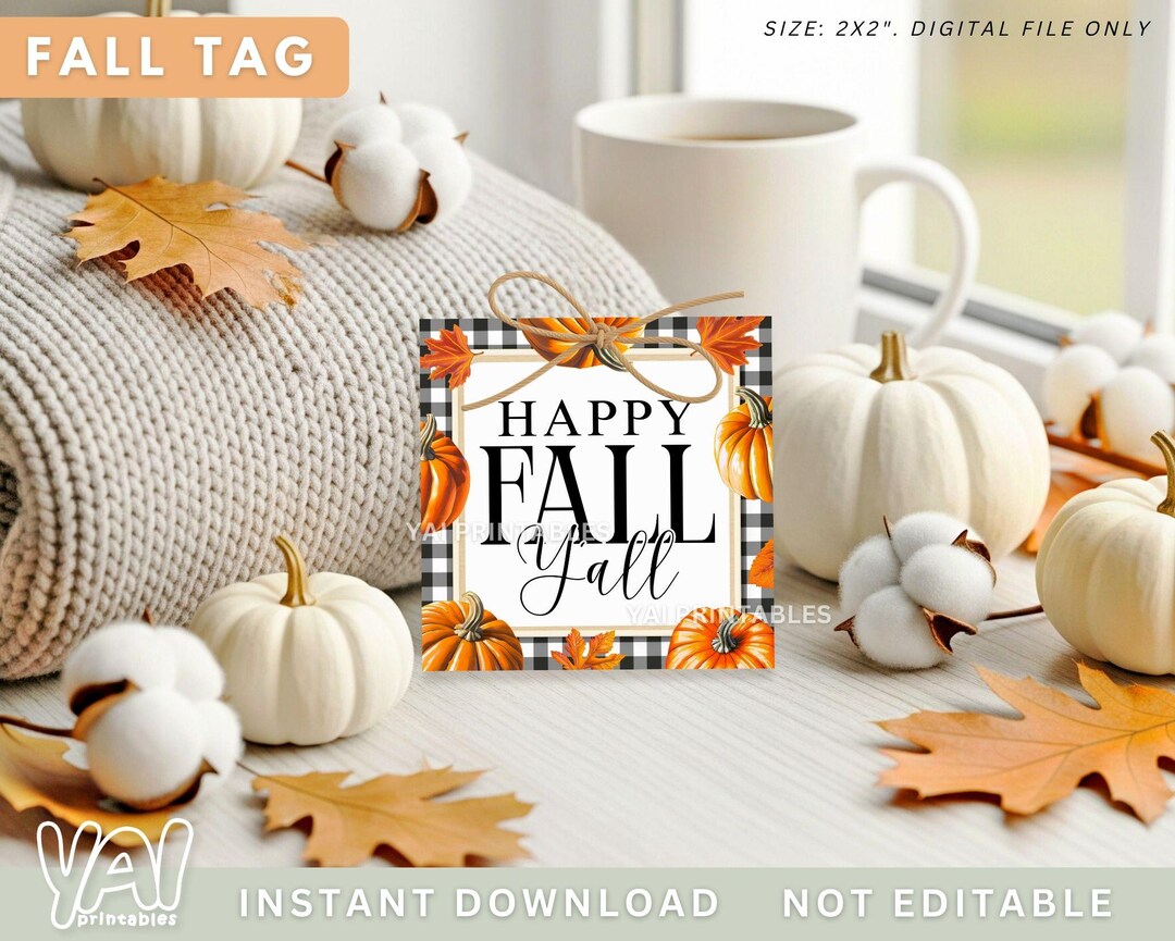 Fall Gift Tags: Happy Autumn Favor Tags (digital Download, 2x2") - Etsy