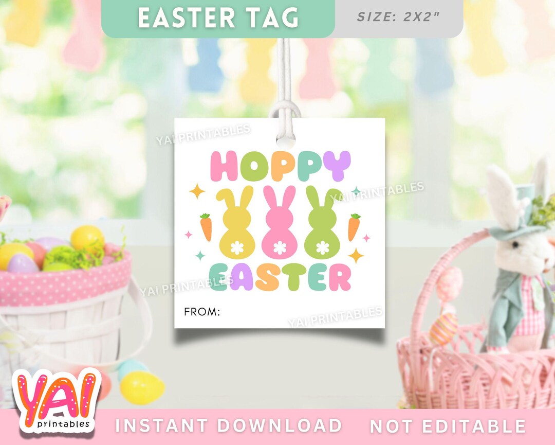 Printable Easter Tag, Printable Easter Treats Tag, Round Easter Tag ...