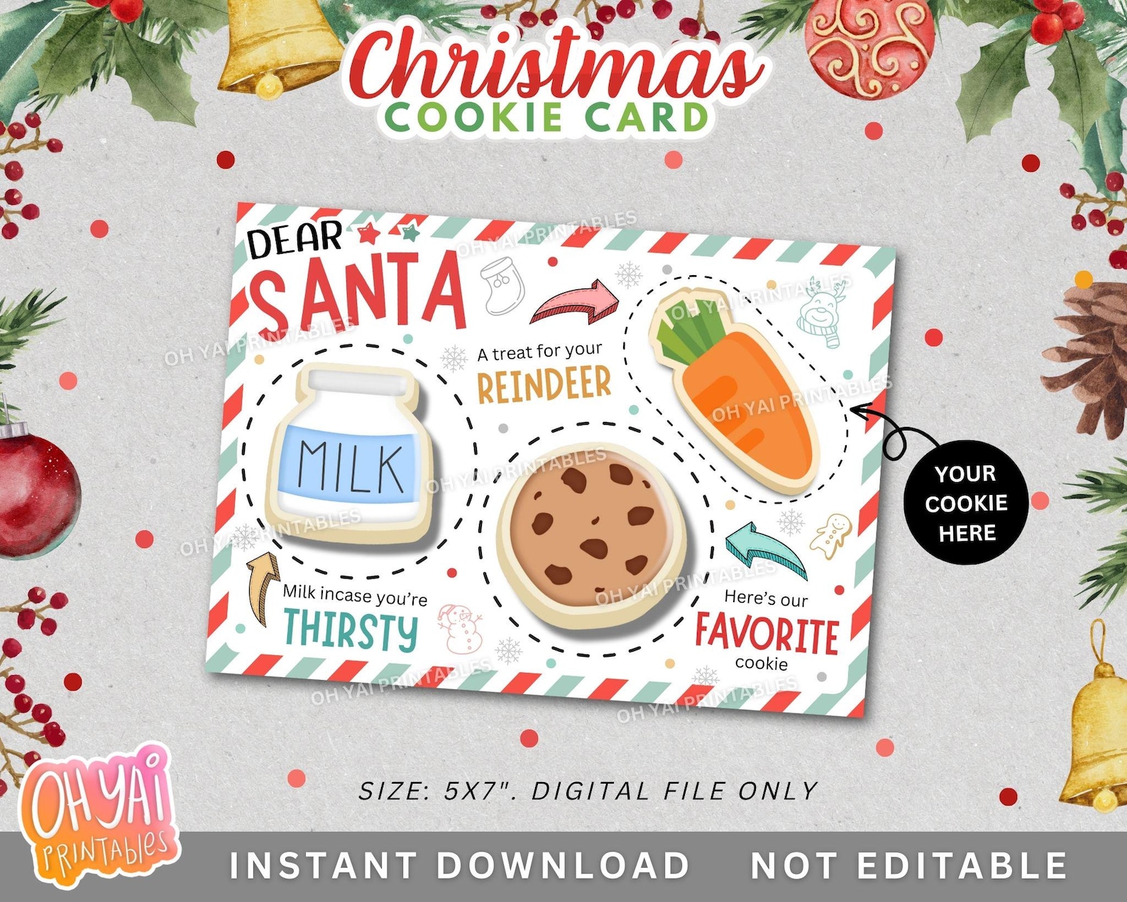 Christmas Cookie Card, Printable Christmas Cookie Card, Cookies for ...