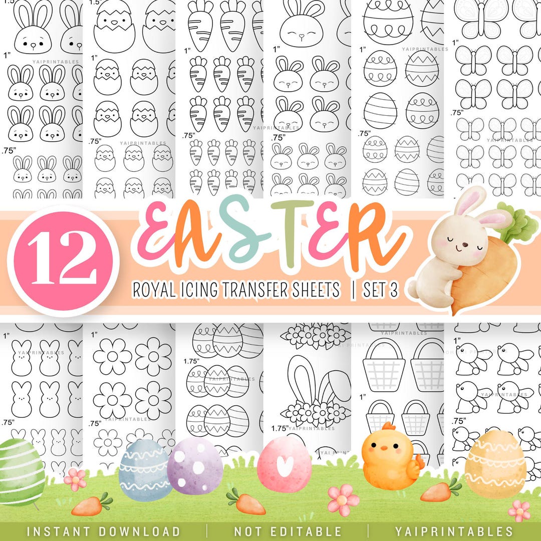 Easter Royal Icing Transfer Sheets, RI Transfer Sheets, Printable ...