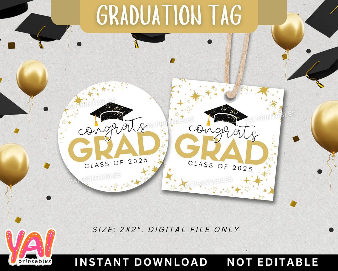 Printable Graduation Tag, Graduation Gift Tag, Class of 2025 Gift Tag ...