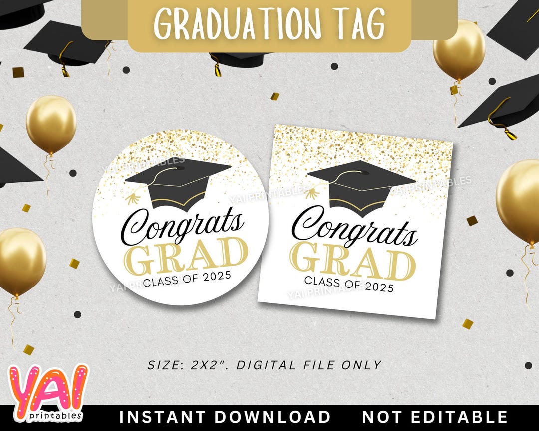 Printable Graduation Tag, Graduation Gift Tag, Class of 2025 Gift Tag ...