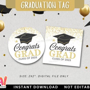 Printable Graduation Tag, Graduation Gift Tag, Class of 2025 Gift Tag ...