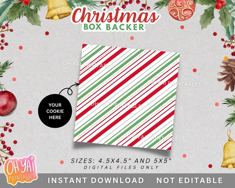 Christmas Cookie Box Backer, Printable Christmas Cookie Backer ...
