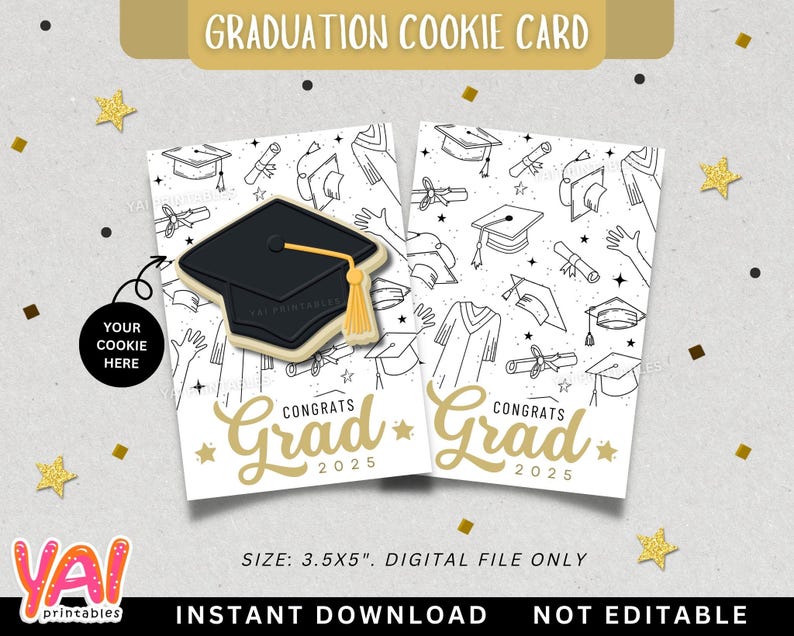 Graduation Cookie Card, Printable Graduation Cookie Card, Class of 2025 ...