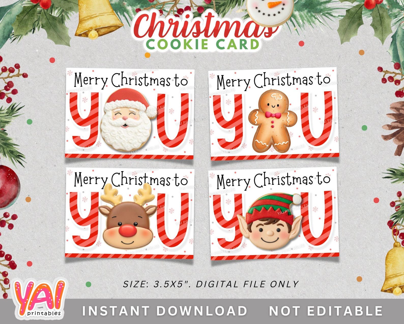 Christmas Cookie Card, Printable Christmas Cookie Card, Christmas ...