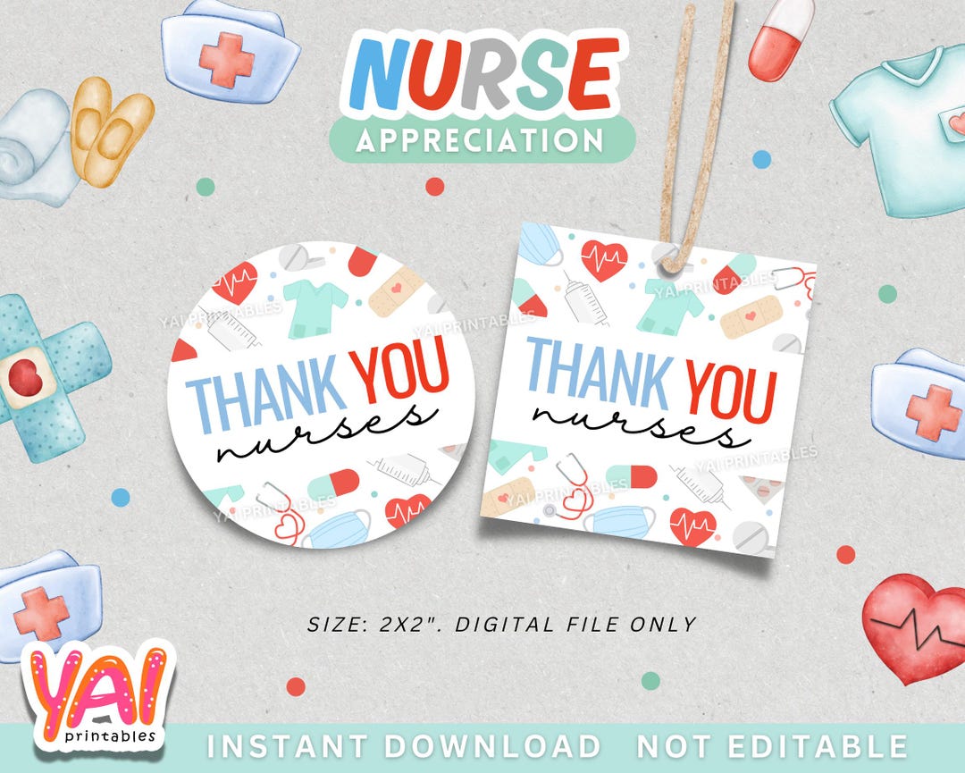 Nurse Appreciation Tag, Printable Nurse Appreciation Tag, Thank You ...