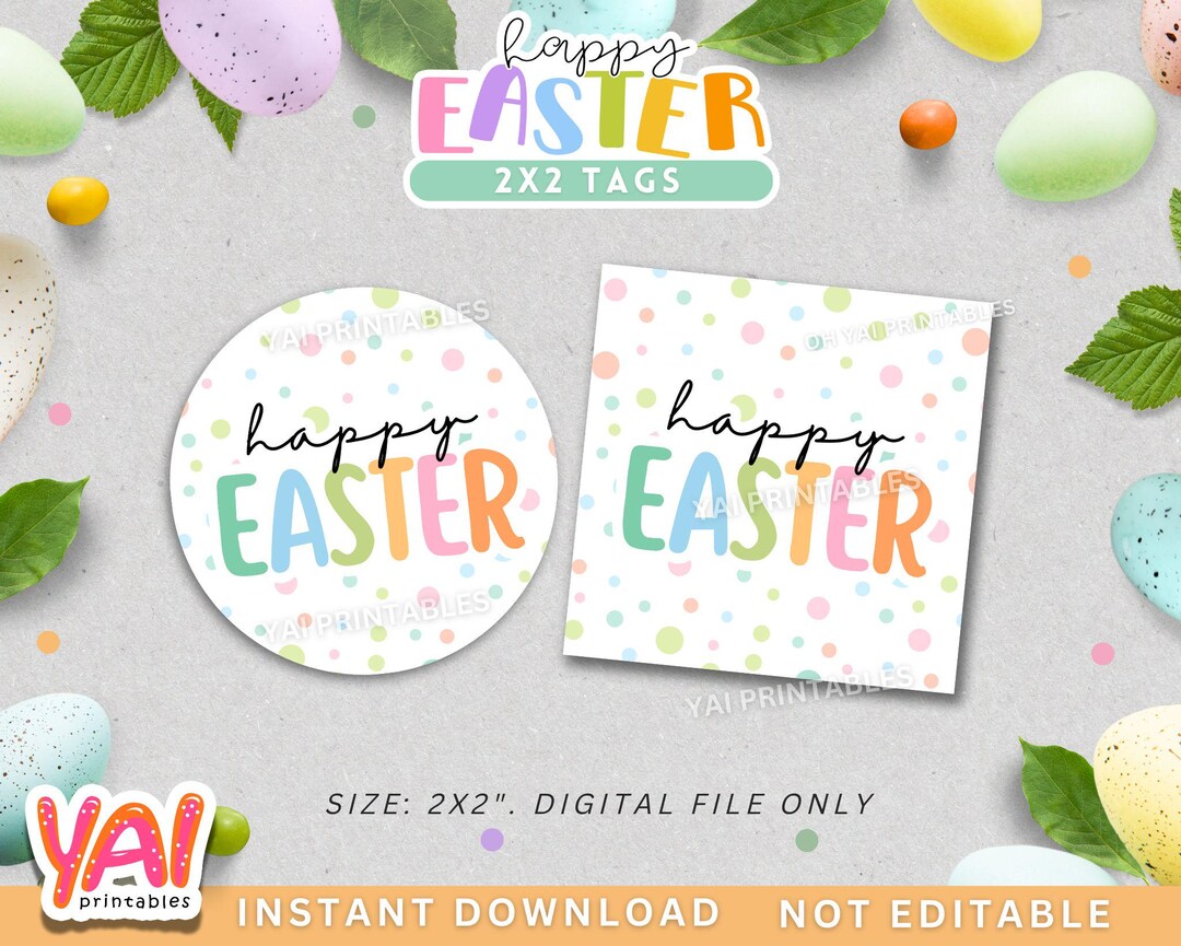 Printable Easter Tag, Printable Easter Treats Tag, Round Easter Tag ...