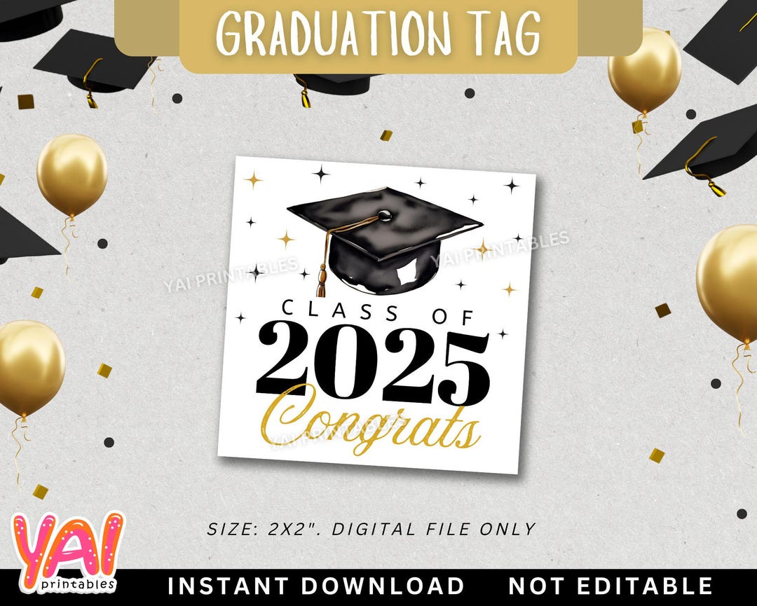 Printable Graduation Tag, Graduation Gift Tag, Class of 2025 Gift Tag ...