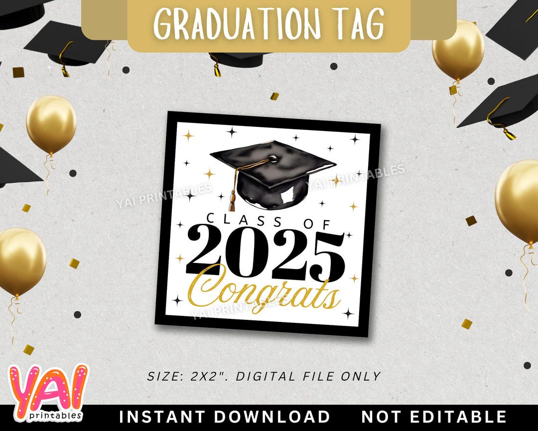 Printable Graduation Tag, Graduation Gift Tag, Class of 2025 Gift Tag ...