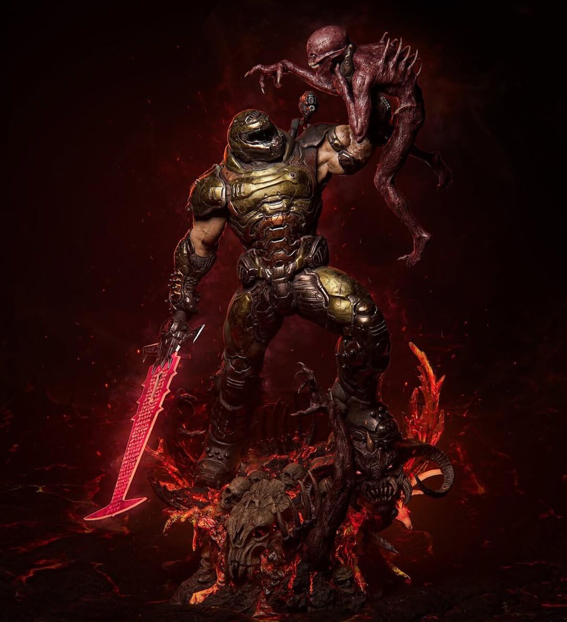 Doom Eternal Slayer Figure With Led Light - Doomguy Statue - Doom the ...