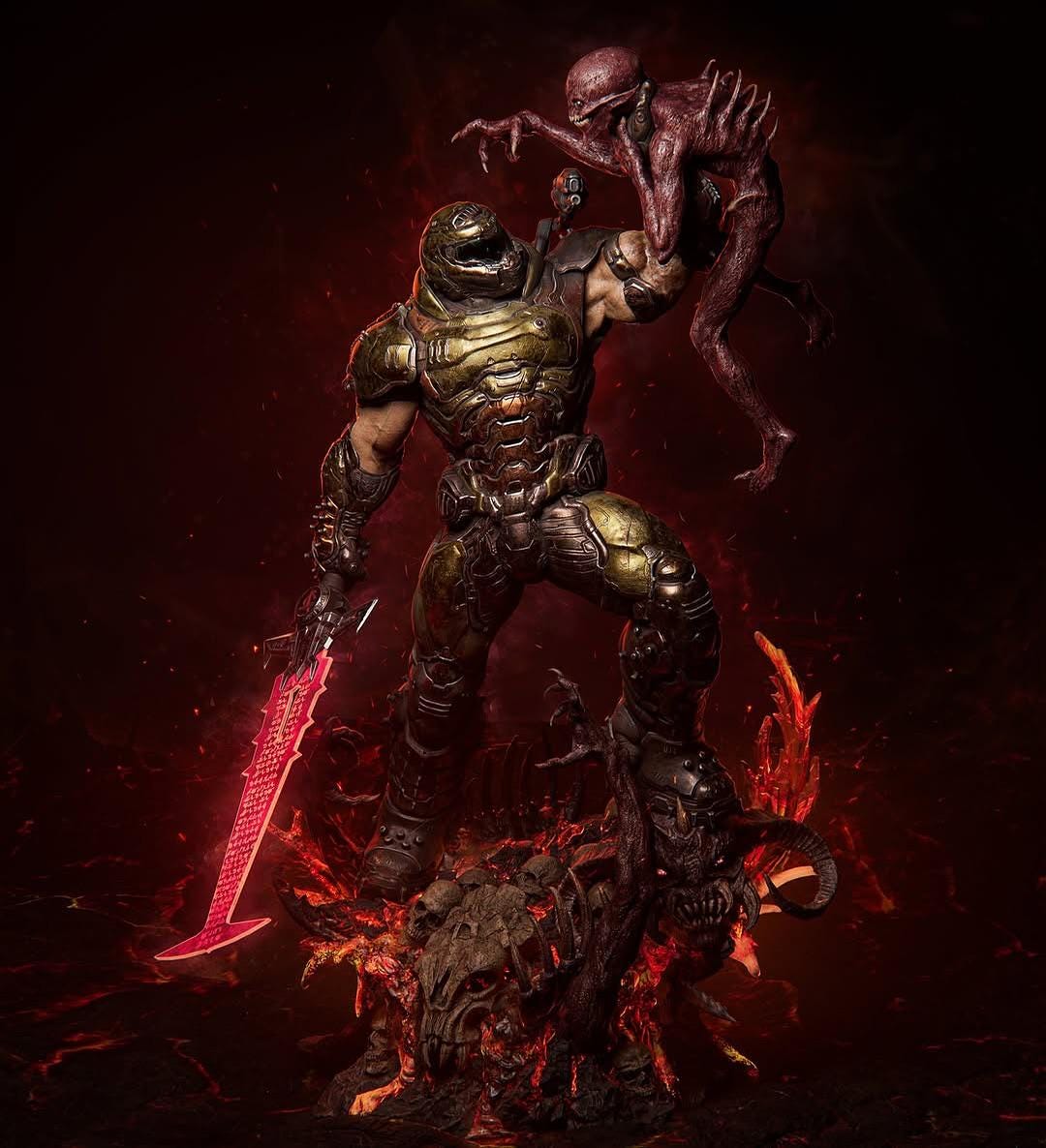 Doom Eternal Slayer Figure With Led Light - Doomguy Statue - Doom the ...