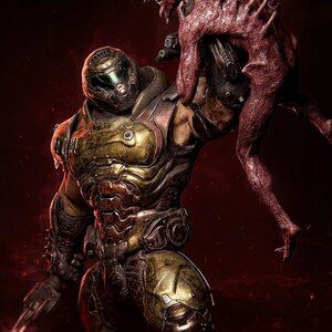 Doom Eternal Slayer Figure With Led Light - Doomguy Statue - Doom the ...