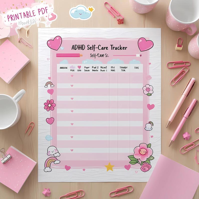 ADHD Self-care Tracker Printable | Daily Wellness Journal | Mood Meals ...