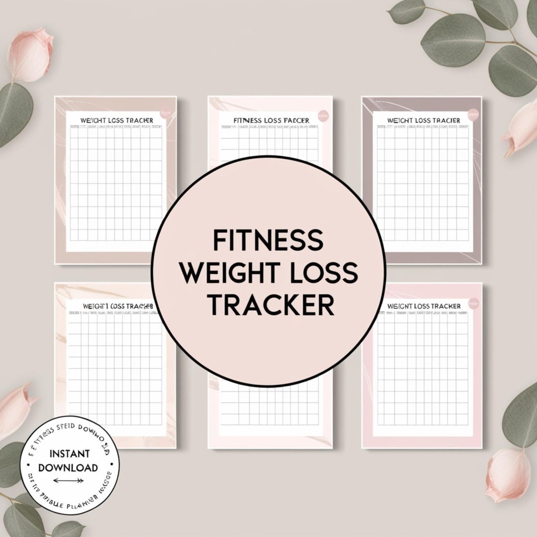 Fitness Weight Loss Tracker Printable | Fitness Challenges Chart | Daily Weight Tracker Template ...