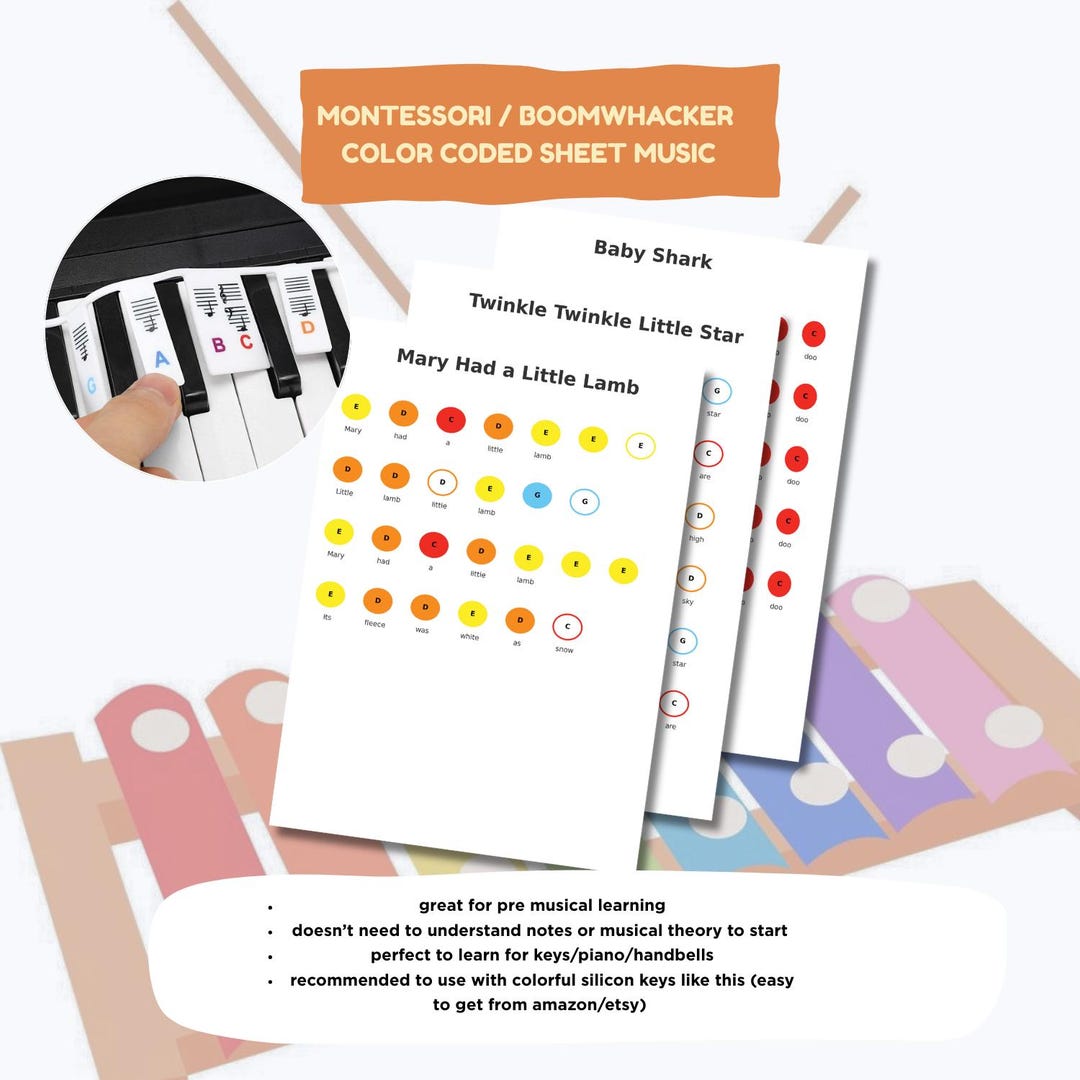 Mary Had A Little Lamb - Boomwhacker Sheet Music | Colorful Sheet Music ...