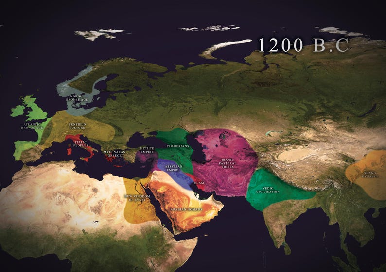 Bronze Age Map, 1200 B.C Major Civilisations - Etsy
