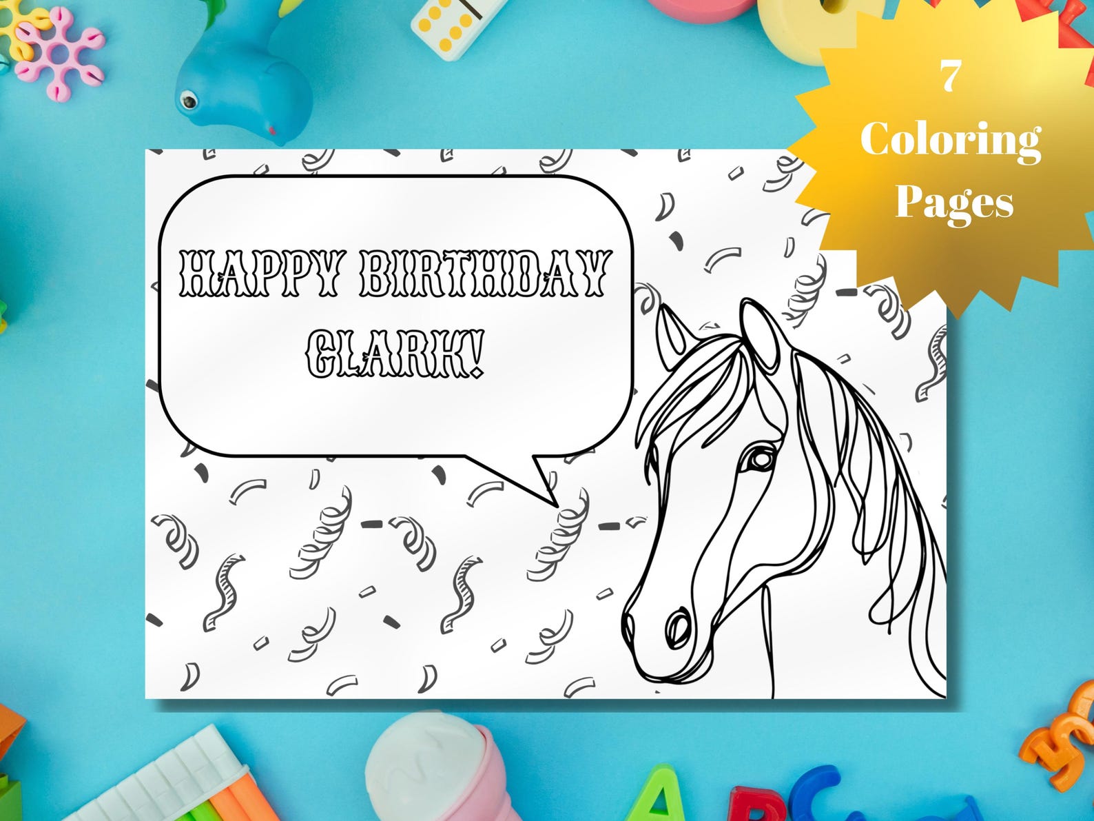 Editable Horse Coloring Sheet Pages Template Birthday Activity Decor ...
