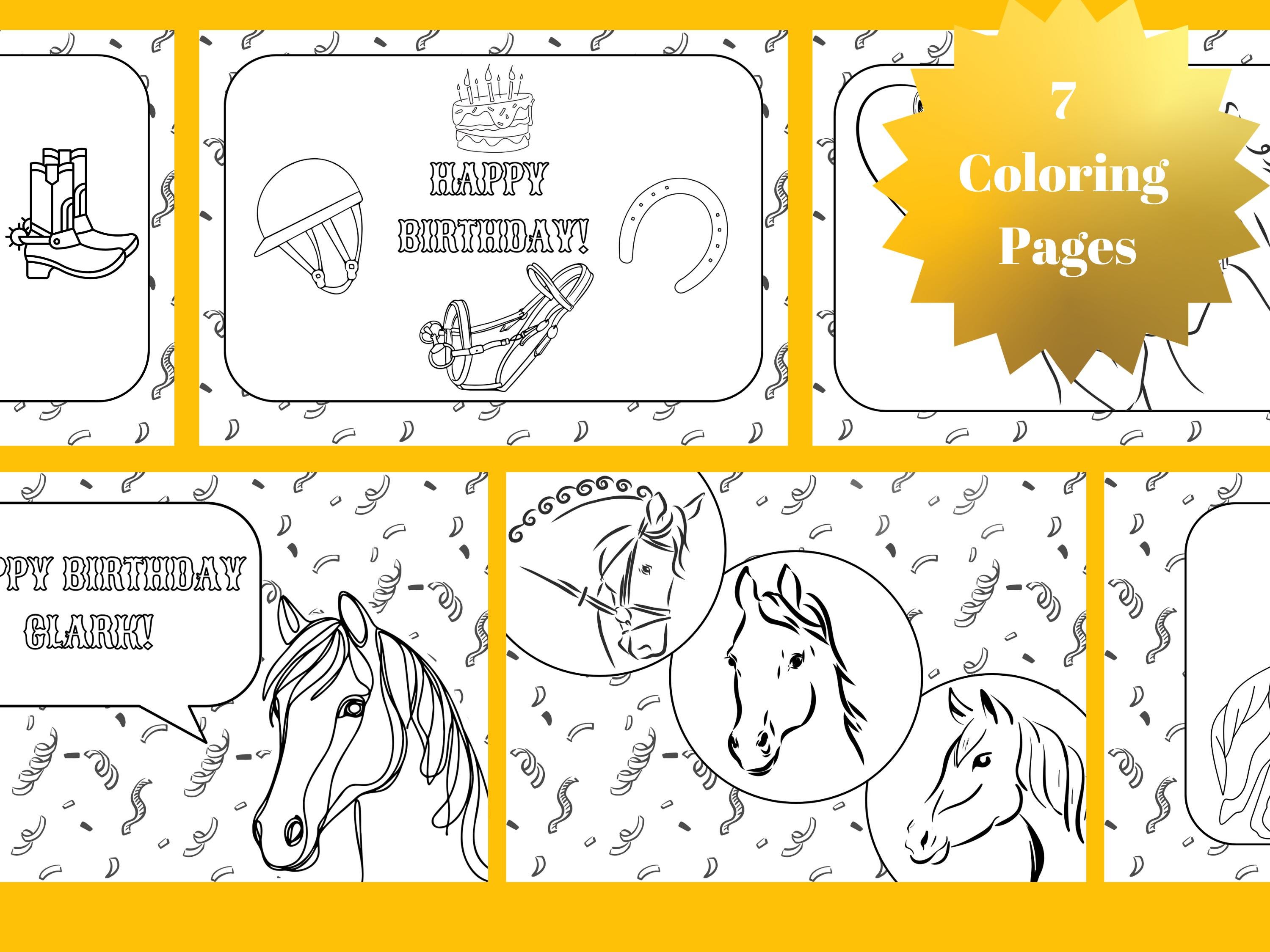 Editable Horse Coloring Sheet Pages Template Birthday Activity Decor ...