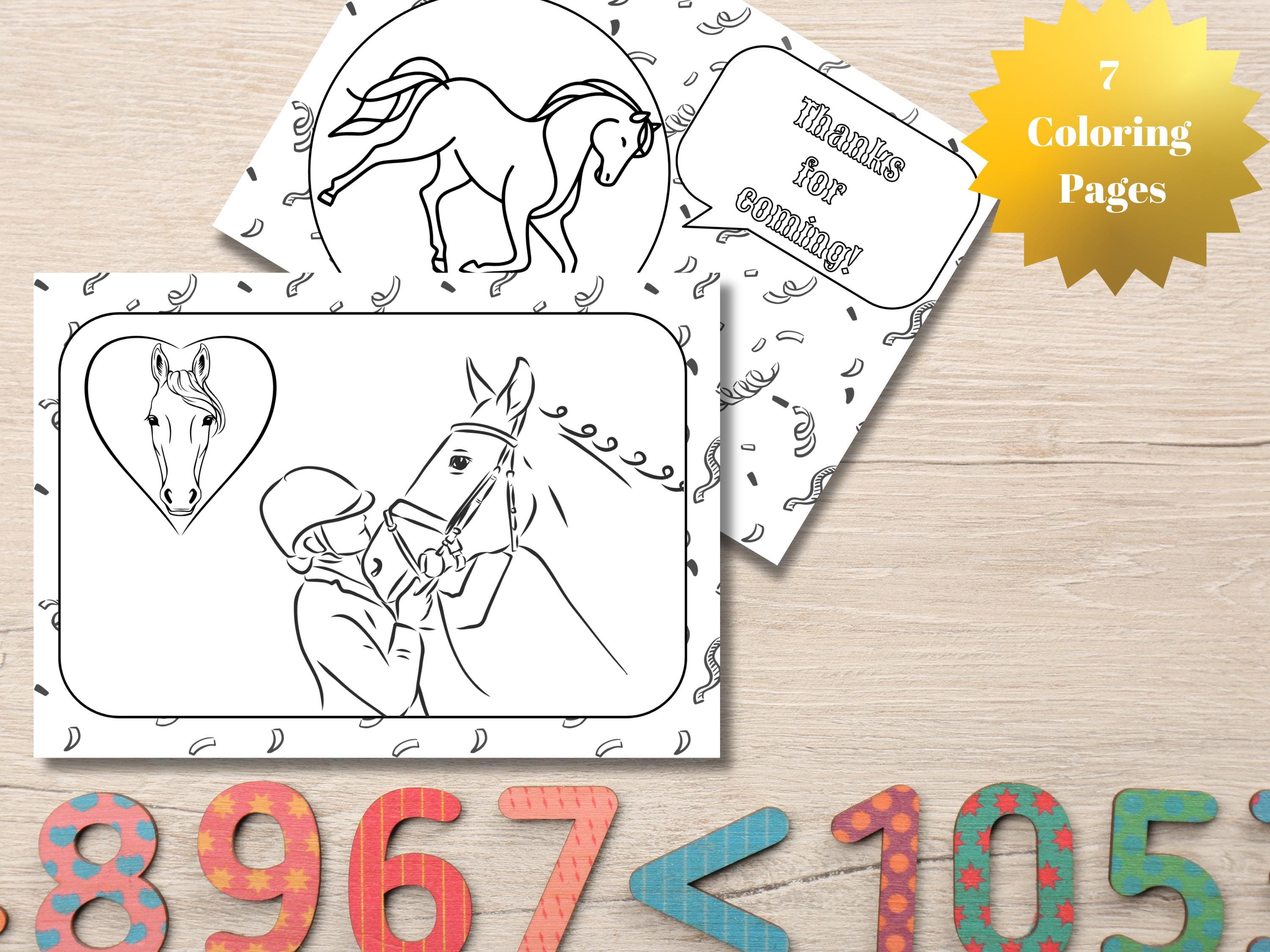 Editable Horse Coloring Sheet Pages Template Birthday Activity Decor ...