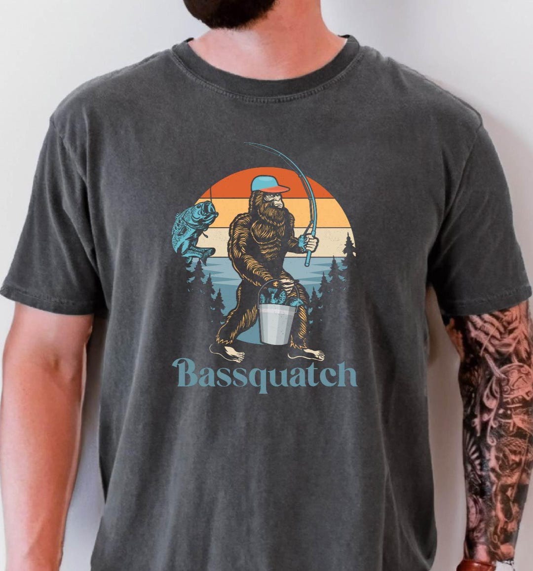 Bassquatch Bigfoot Fishing Shirt, Bigfoot Shirt, Sasquatch Shirt ...