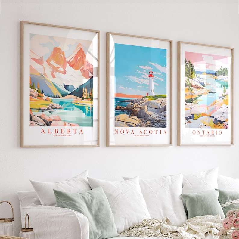 Canada Print Set, Travel Posters of 10 Provinces 3 Territories Bundle ...