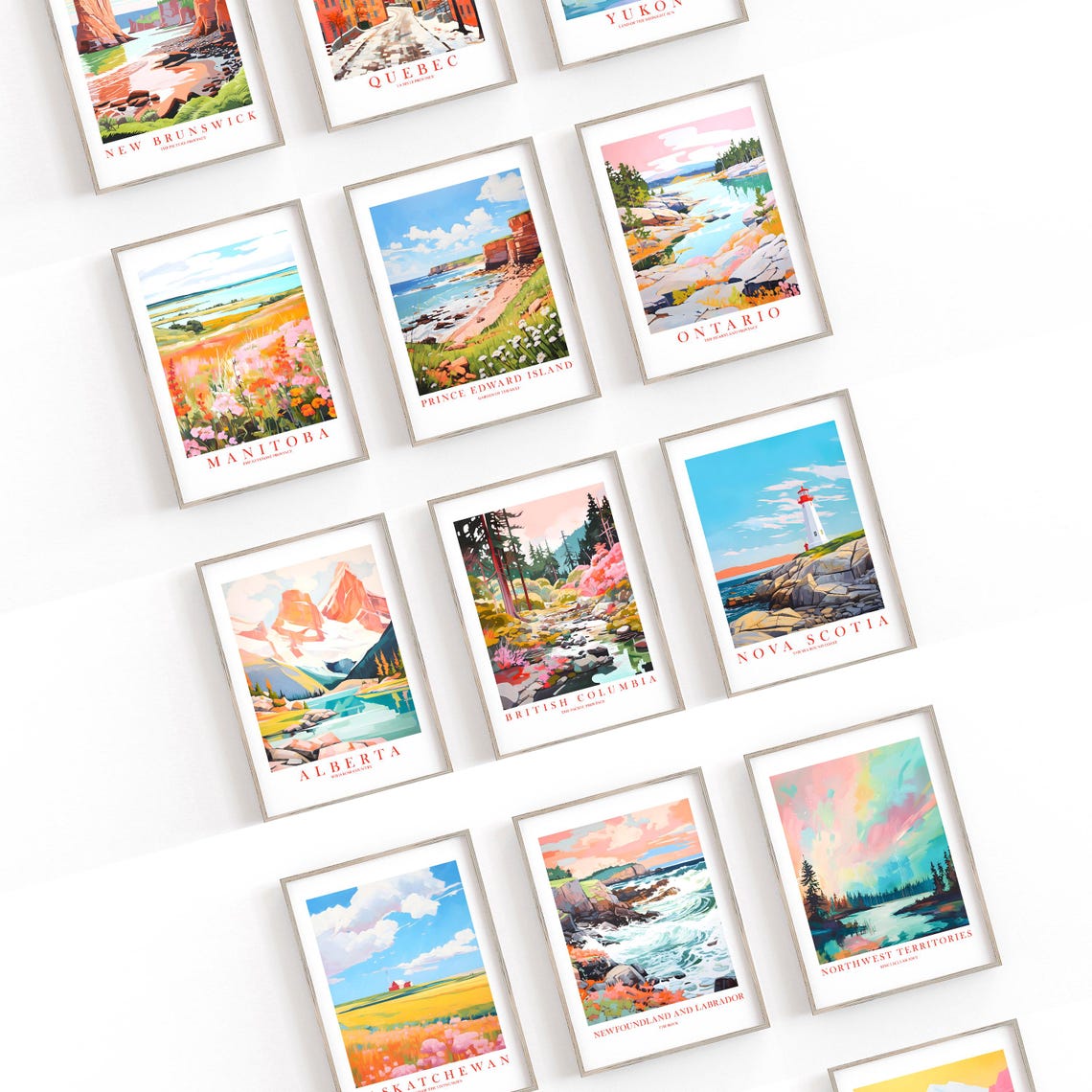 Canada Print Set, Travel Posters of 10 Provinces 3 Territories Bundle ...
