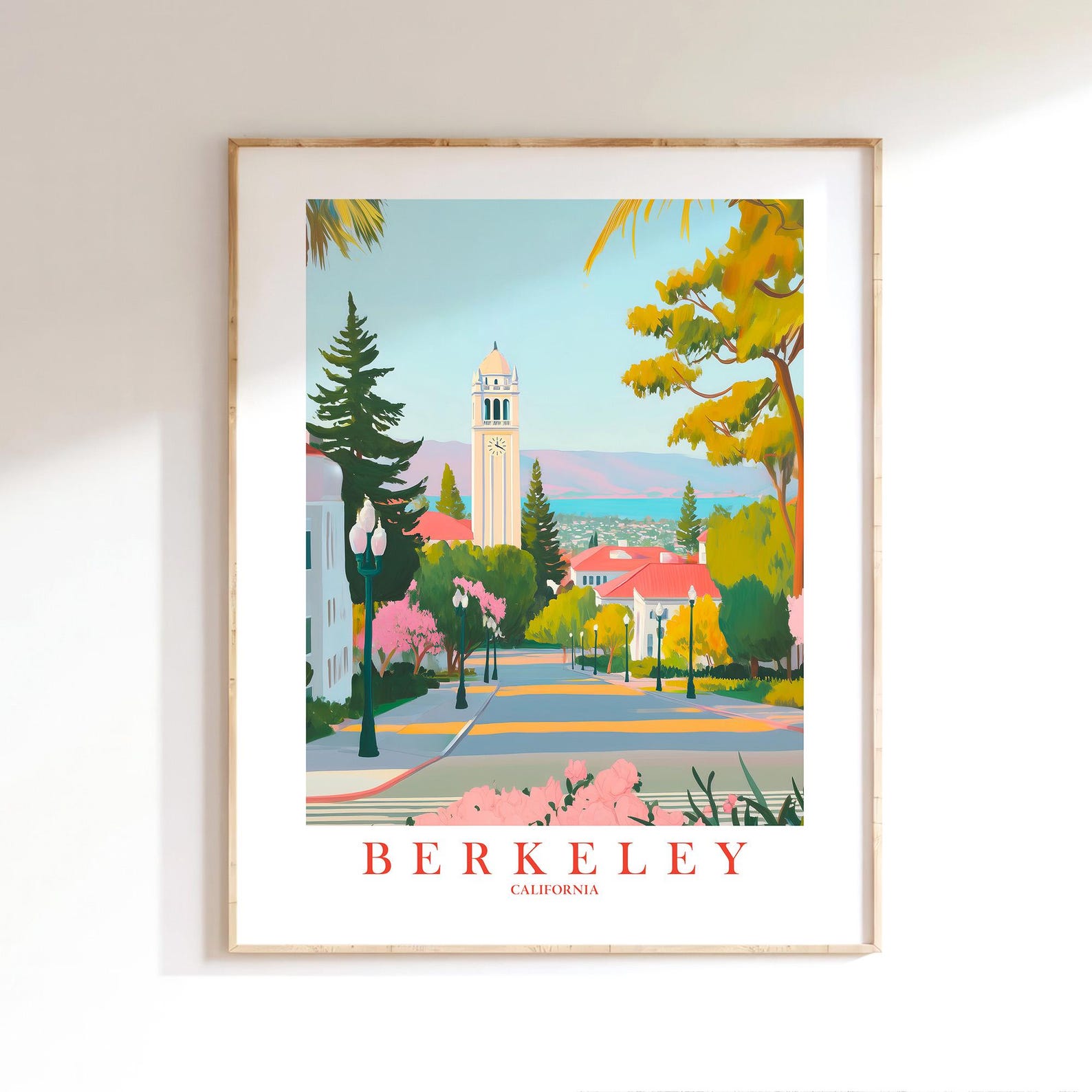 Berkeley Travel Poster California Pink Teal Orange Print CA Wall Art ...