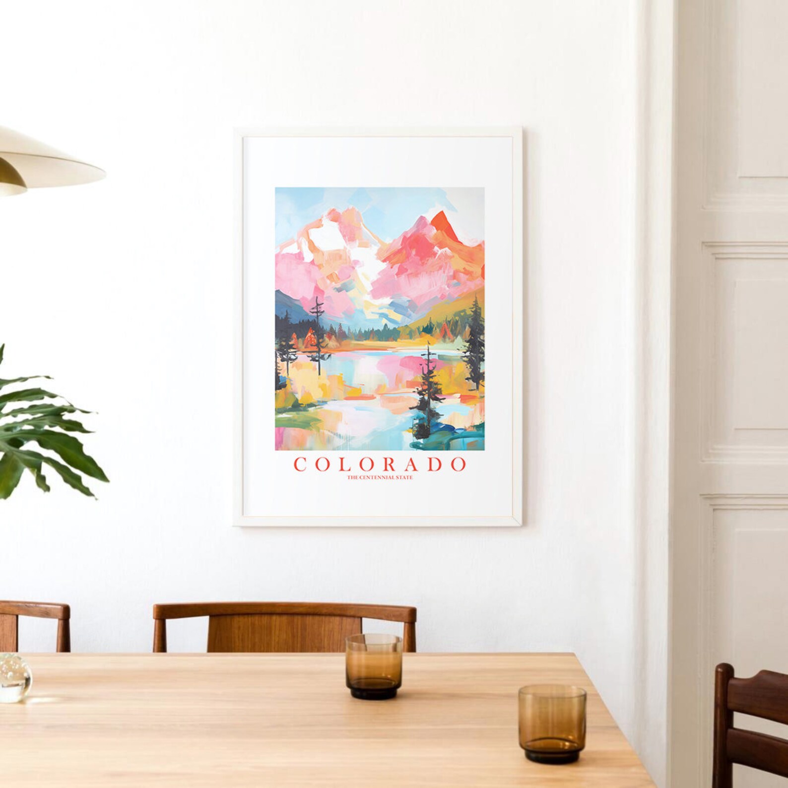 Colorado Travel Poster Centennial State Print Retro Pink Orange Teal ...