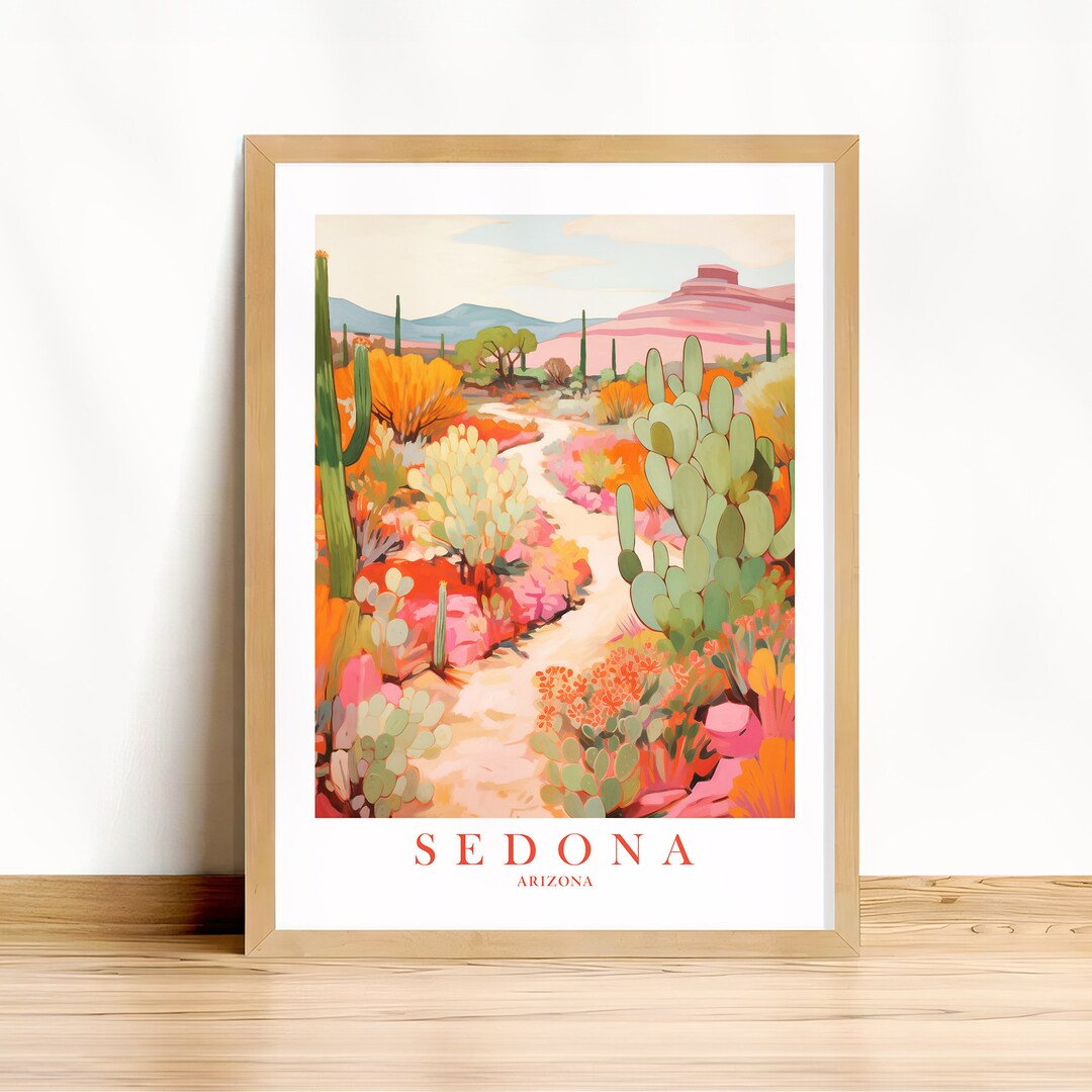 Sedona Print Travel Poster Retro State Arizona Painted Desert Print ...