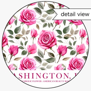 Washington DC State Flower Print Pink Rose Floral Wildflower Wall Art ...
