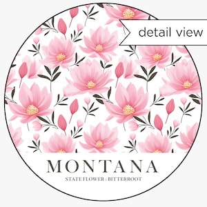 Montana State Flower Market Bitterroot Pink Floral Printable Botanical ...