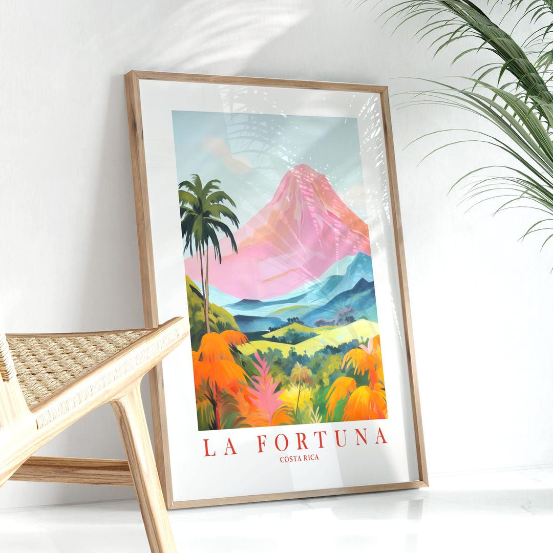 Costa Rica Travel Print, Arenal Volcano Poster, La Fortuna Landscape ...