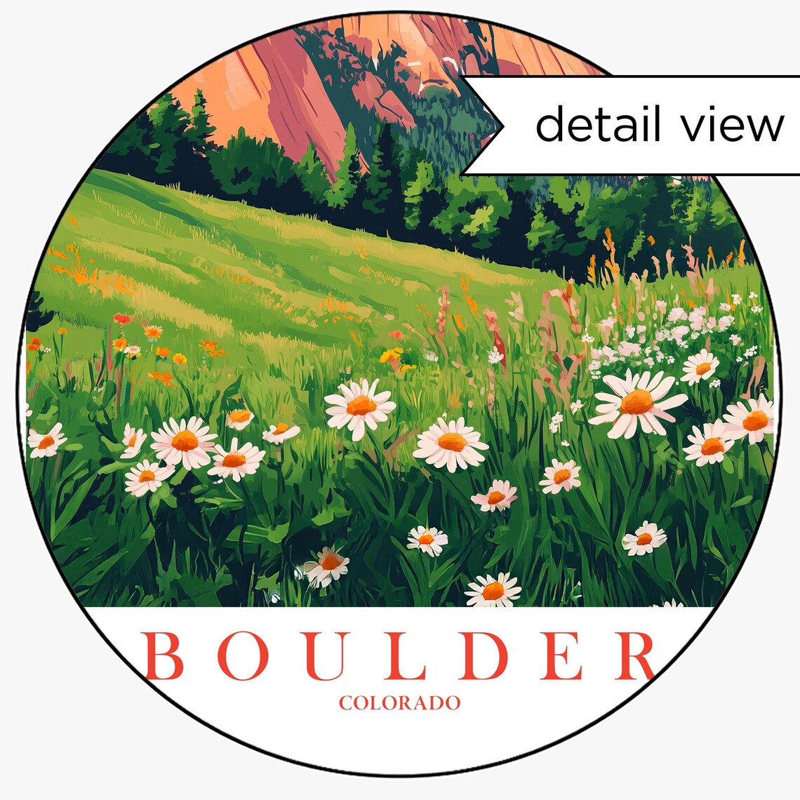 Boulder Travel Poster Colorado Print Retro Pink Orange Teal State ...