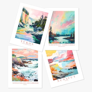 Canada Print Set, Travel Posters of 10 Provinces 3 Territories Bundle ...
