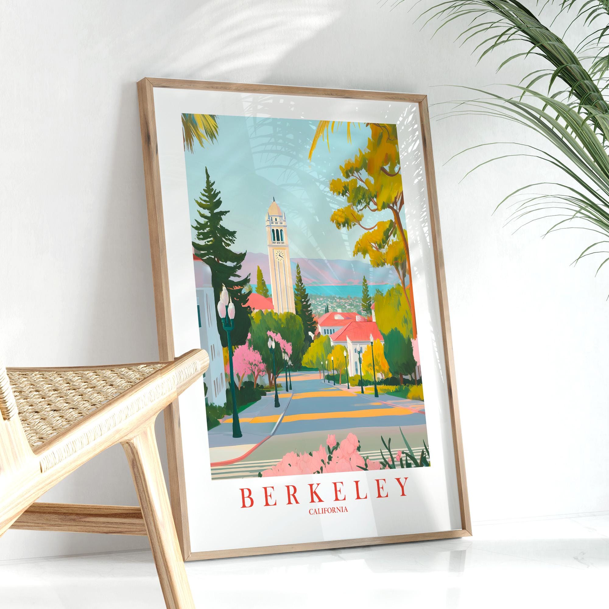 Berkeley Travel Poster California Pink Teal Orange Print CA Wall Art ...