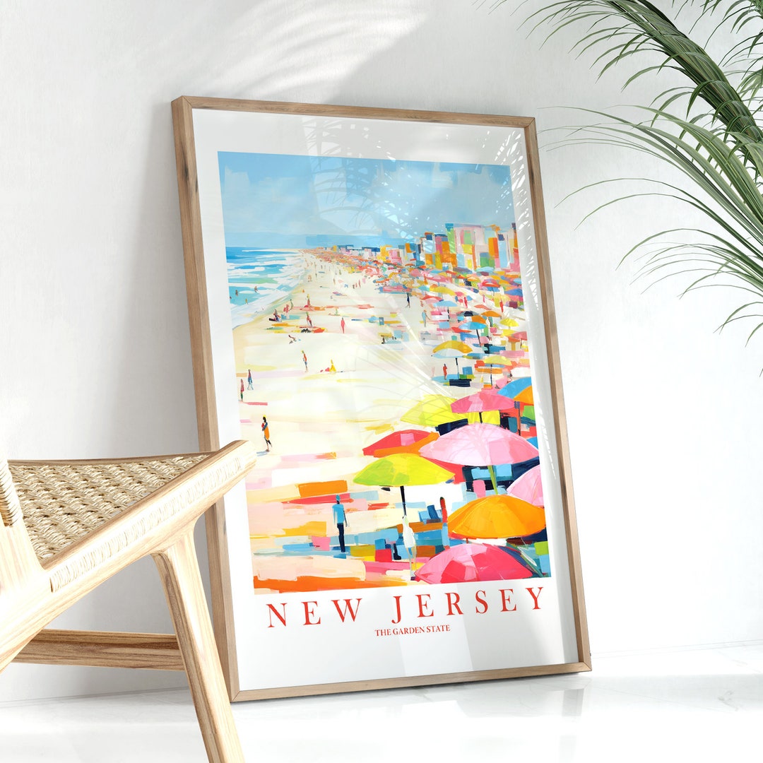 New Jersey Travel Poster, Jersey Beach Wall Art Print Garden State ...