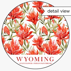 Wyoming State Flower Indian Paintbrush Print Red Green Floral ...