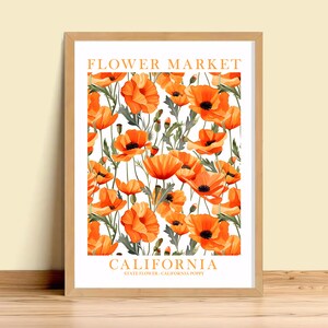 California Poppy Print Wall Art State Flower Market Poster Orange ...