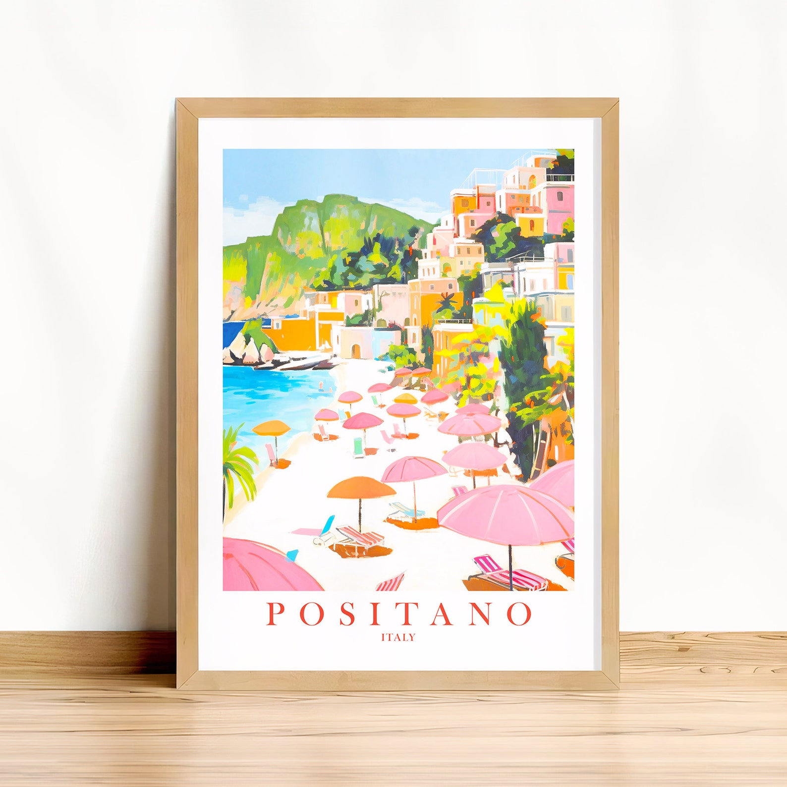 Positano Travel Poster Italy Wall Art Print Beach Coastal State Retro ...