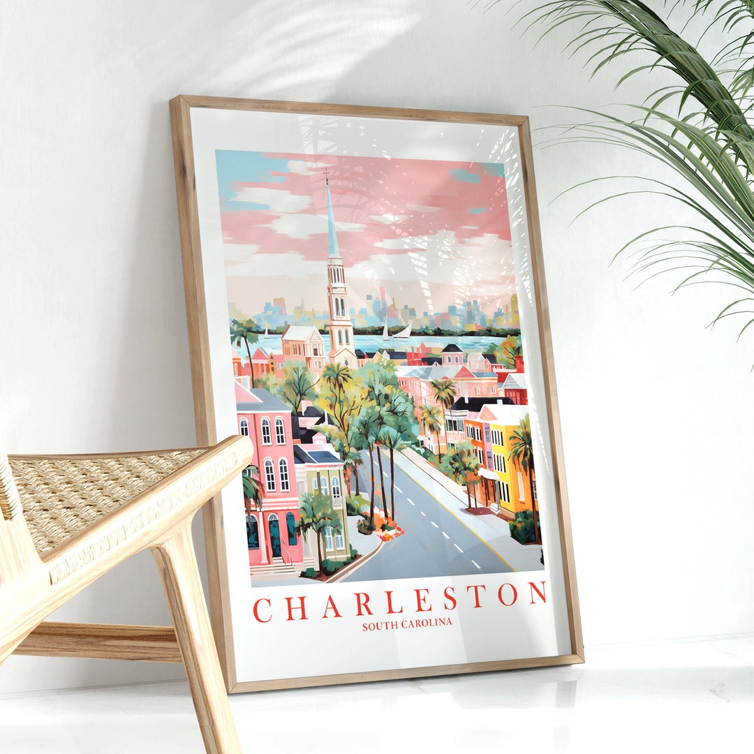Charleston SC Travel Poster City Wall Art Print South Carolina Retro ...