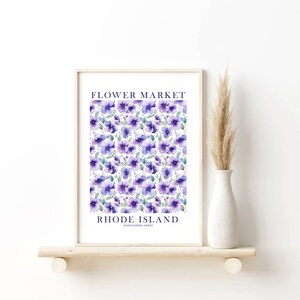 Rhode Island Violet State Flower Print Purple Floral Wildflower Wall ...
