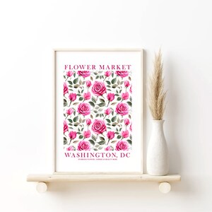 Washington DC State Flower Print Pink Rose Floral Wildflower Wall Art ...