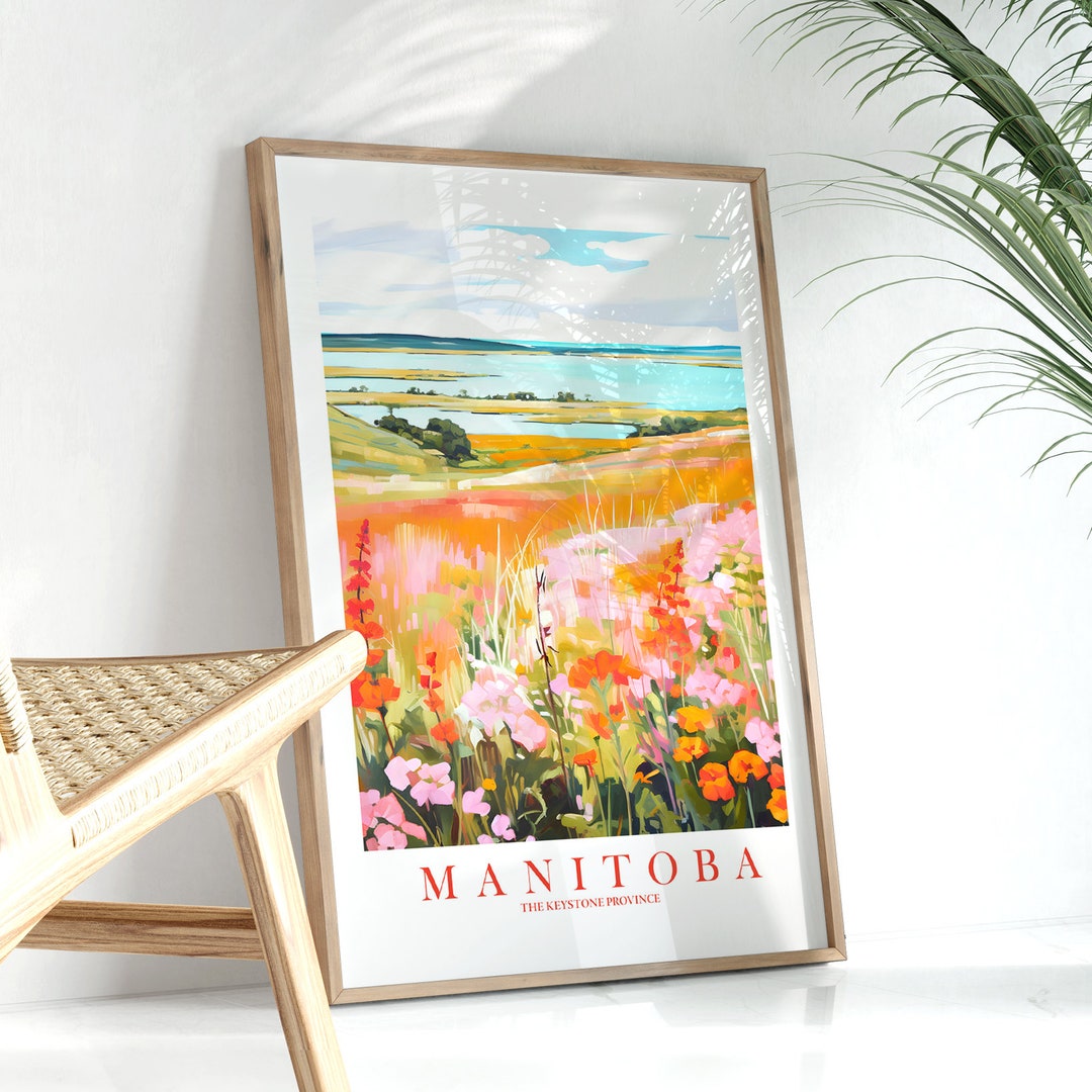 Manitoba Travel Poster Wildflowers Wall Art Print Canada Province Retro ...