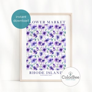 Rhode Island Violet State Flower Print Purple Floral Wildflower Wall ...