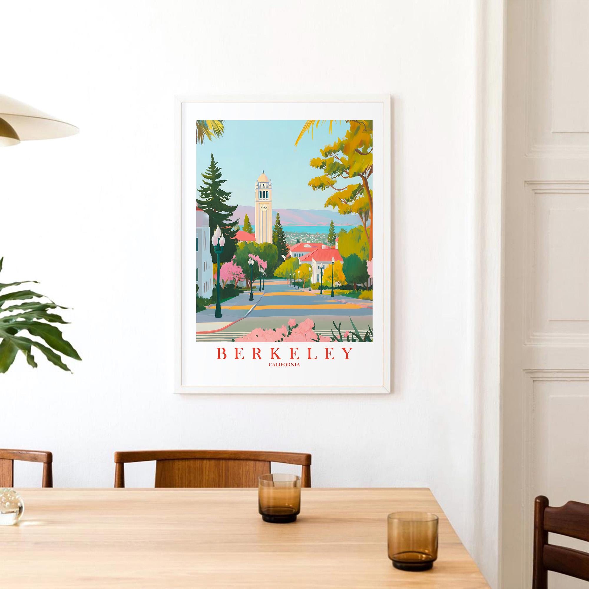 Berkeley Travel Poster California Pink Teal Orange Print CA Wall Art ...