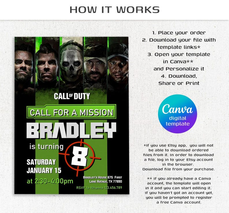 Gamer Birthday Invitation, Printable Editable Invite, Video Game Party ...
