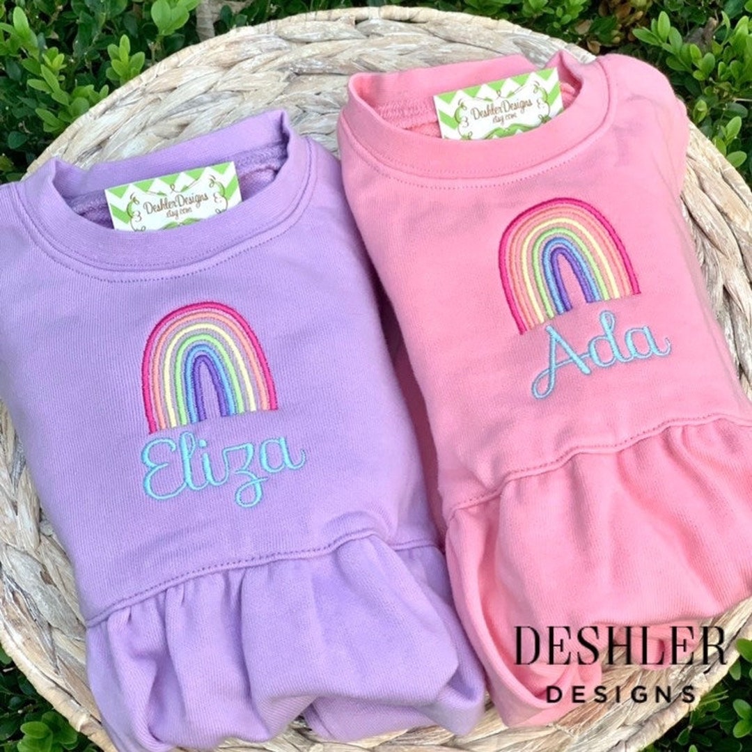 Personalized Rainbow Sweatshirt, Girls Personalized Sweatshirt, Rainbow ...