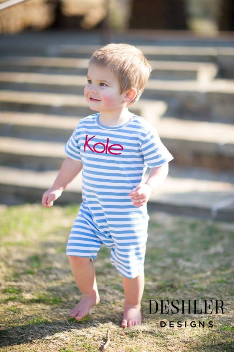Boys Monogram Romper, Monogram Boys Romper, Monogram Romper ...