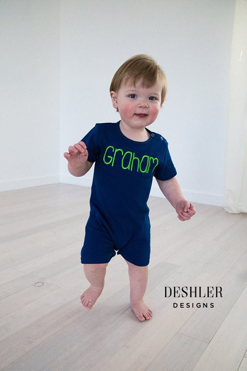 Boys Monogram Romper, Monogram Boys Romper, Monogram Romper ...